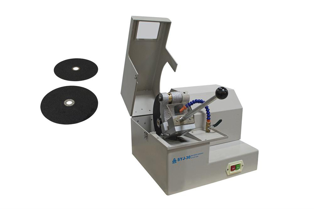 Heavy Duty High Speed Abrasive Cut-off Saw with Two 10" SiC Cutting Bl ...
