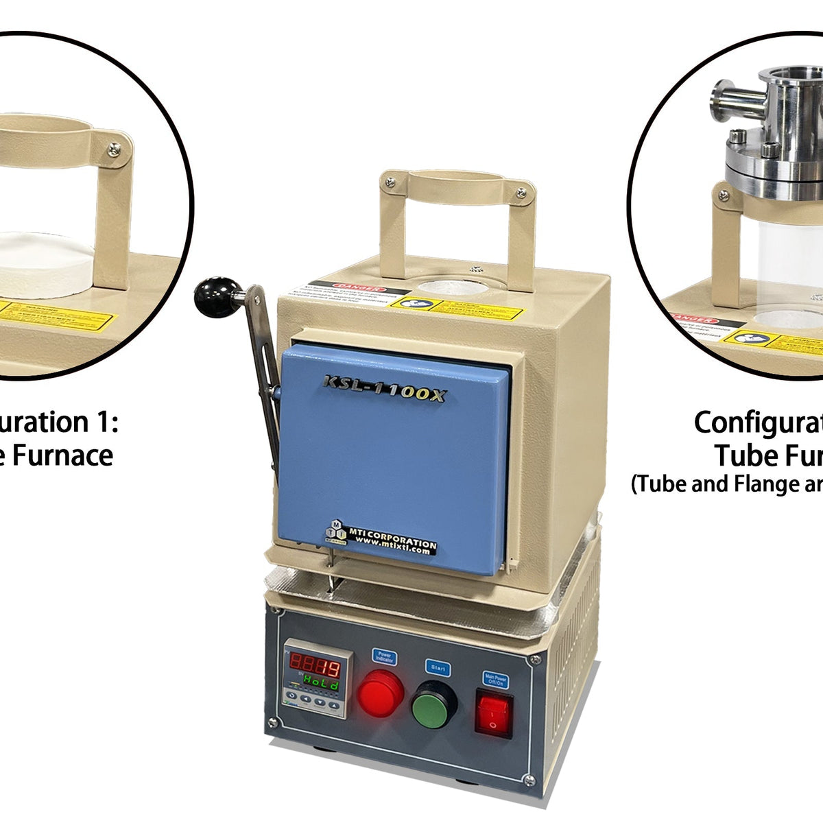 1000°C Compact Muffle Furnace with Programmable Controller & 2" Hole o ...